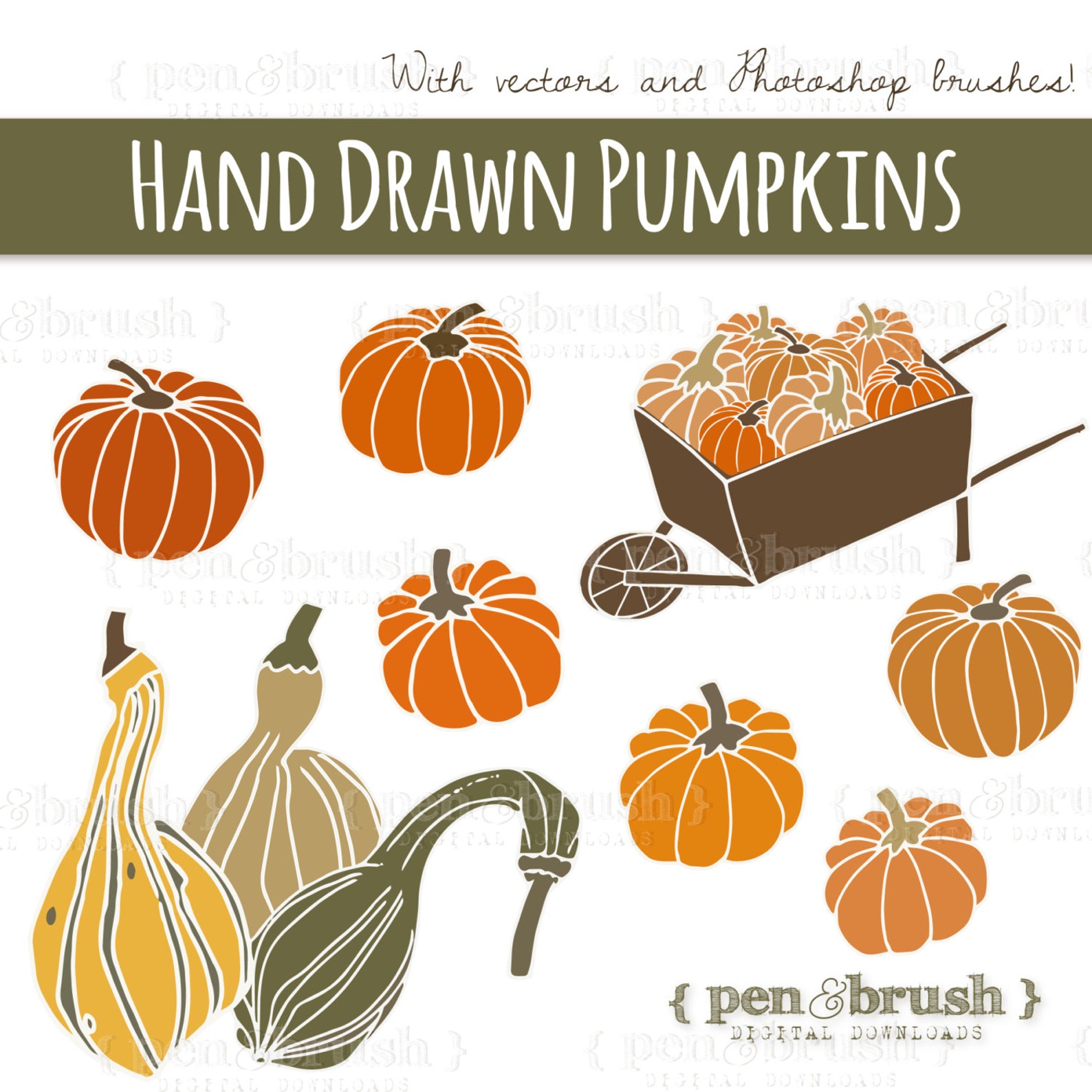 Pumpkin Clipart Pack, Fall Clipart, Autumn Clipart, Pumpkin Patch ...