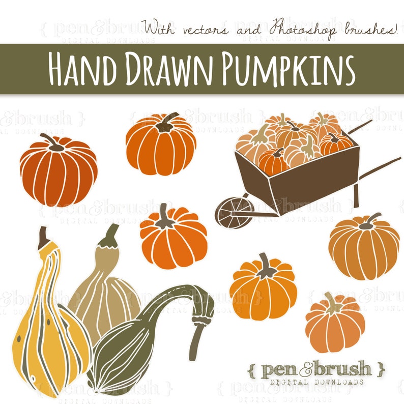 Pumpkin Clipart Pack, Fall Clipart, Autumn Clipart, Pumpkin Patch ...