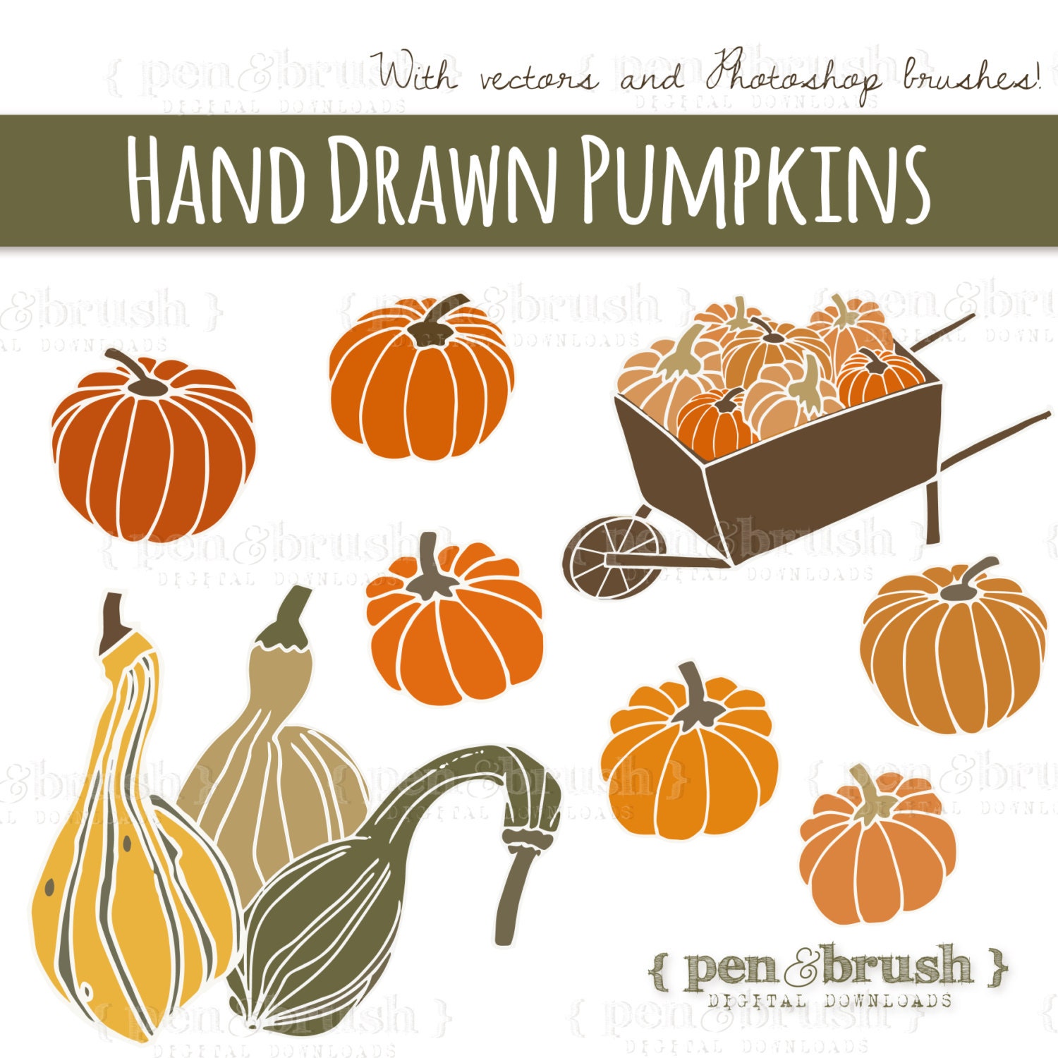 Pumpkin Clipart Pack, Fall Clipart, Autumn Clipart, Pumpkin Patch ...