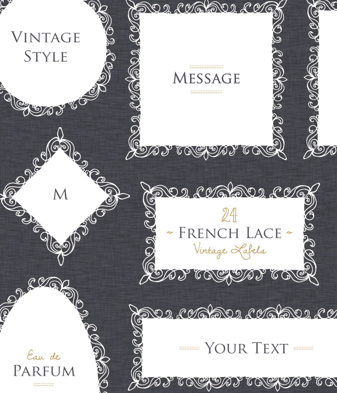 CLIP ART: French Lace Vintage Labels // Design Elements Frame ...