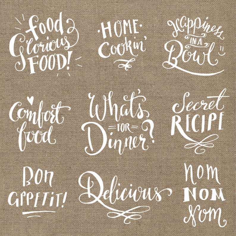 Digital Food Quotes Clipart, Food Photography Overlays, Food Blog ...