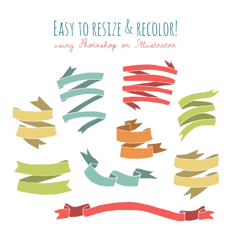 Folded Banners & Ribbons Clip Art // Hand Drawn Frame // Chalkboard ...