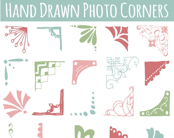 Photo Overlay Corner Clipart, Zen Doodle Border Corners, Digital Stamps ...