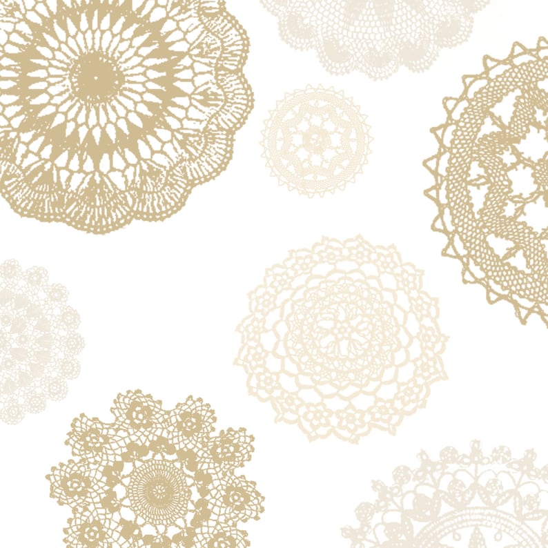 Vintage Lace Doilies Clipart Sepia Doily Graphics Cream Tan Lace