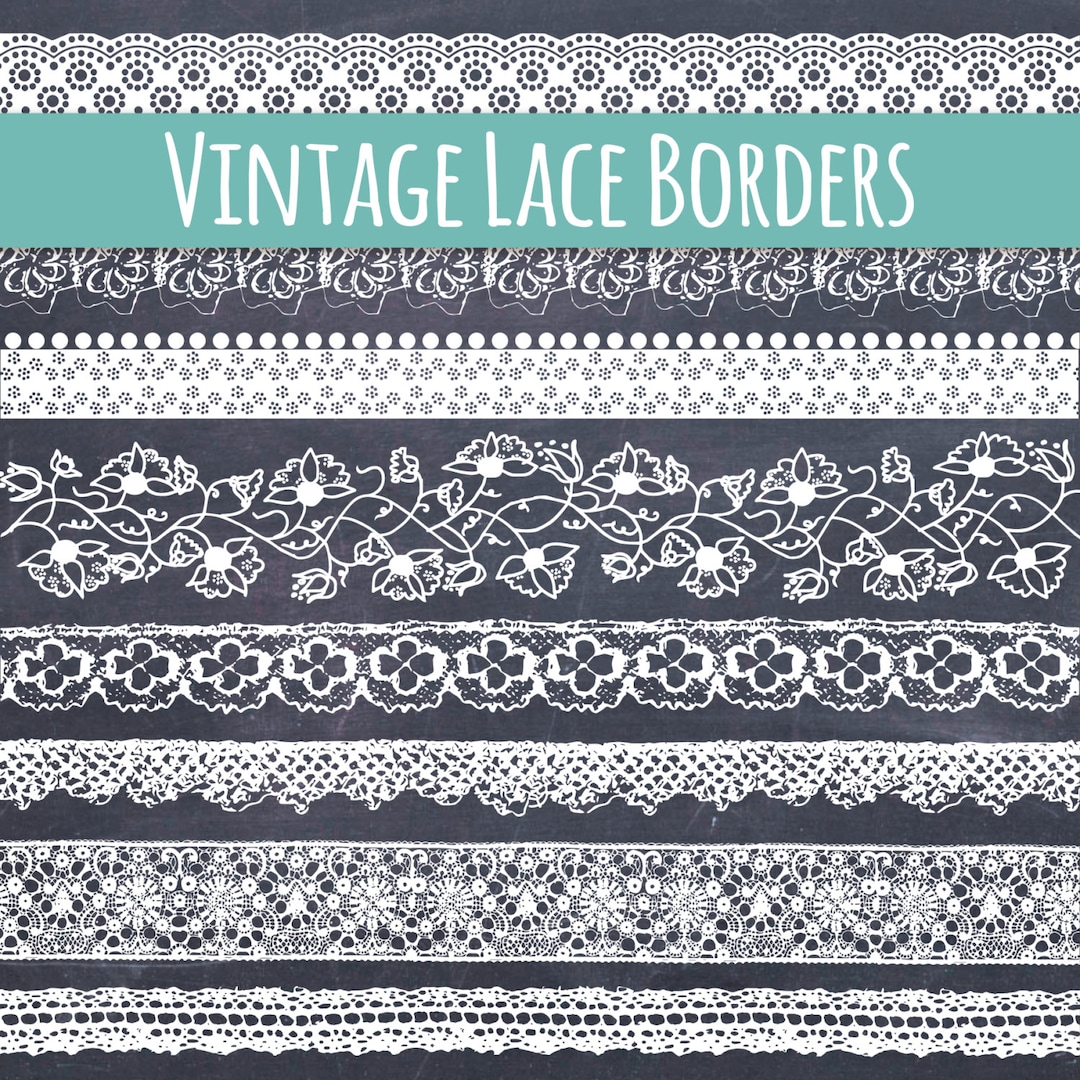 Lace Borders Clip Art Set // Beautiful Vintage Lace Ribbon Clipart ...