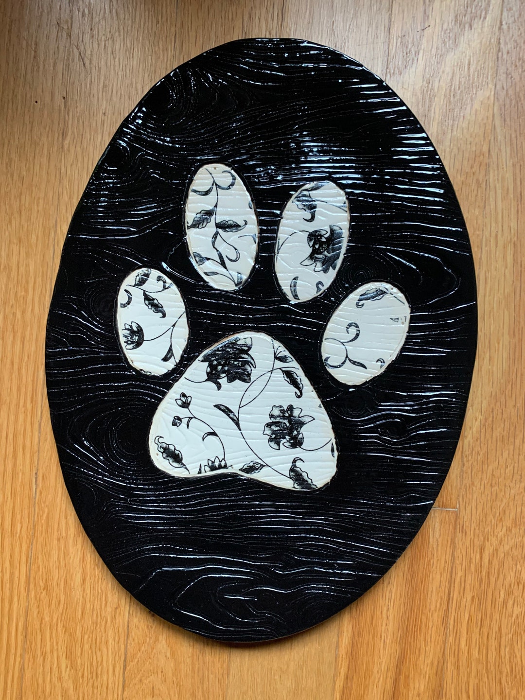 Black Paw Print Plate - Etsy