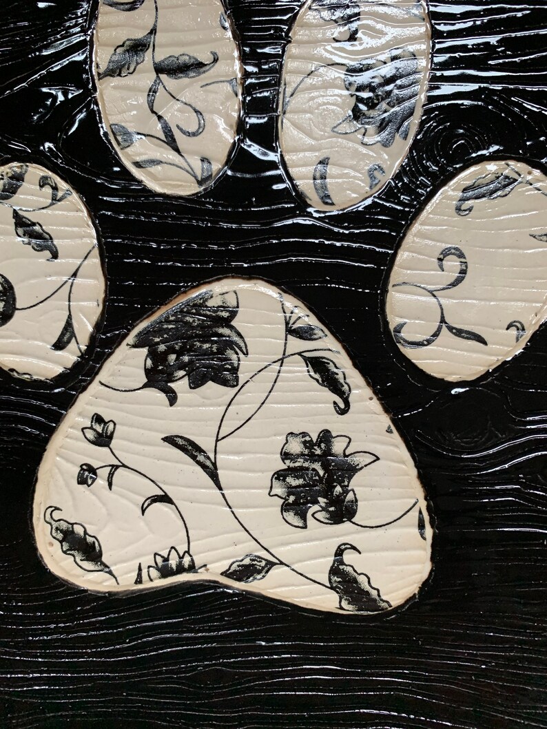 Black Paw Print Plate - Etsy