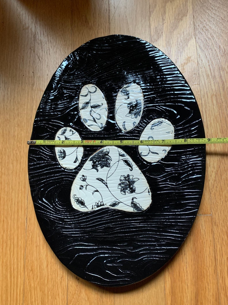 Black Paw Print Plate - Etsy