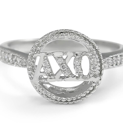 Alpha Chi Omega Sterling Silver Lyre Ring Set With Simulated - Etsy