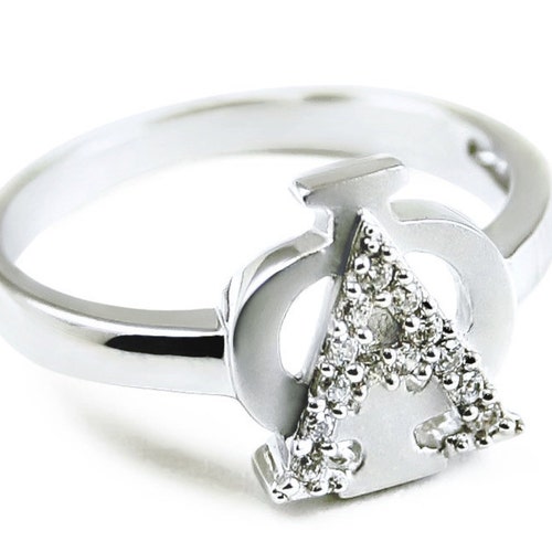 Alpha Phi Sterling Silver Badge Ring With Simulated Diamonds - Etsy