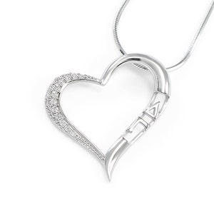 Delta Gamma Sterling Silver Heart Pendant Set With Simulated Diamonds ...