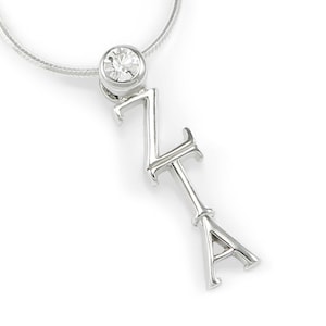 Zeta Tau Alpha Sterling Silver Lavaliere With Clear Crystal // ZTA ...