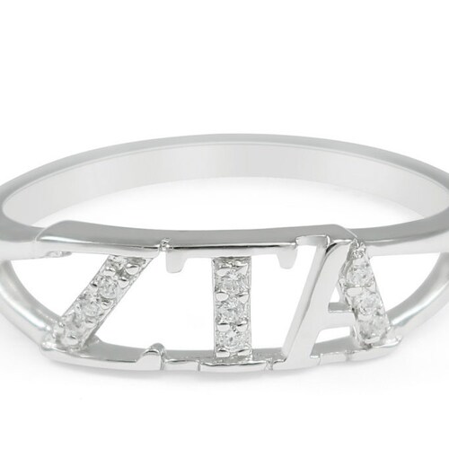 Zeta Tau Alpha ZTA Sterling Silver Ring Simulated Diamonds - Etsy