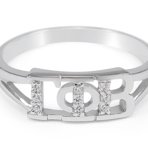 Alpha Gamma Delta Sterling Silver Ring With Simulated Diamonds - Etsy