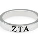 Zeta Tau Alpha Sterling Silver Skinny Band Ring // ZTA Sorority Jewelry ...