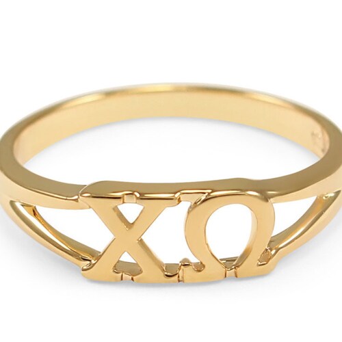 Chi Omega Sunshine Gold Plated Ring // ΧΩ Sorority Jewelry // | Etsy
