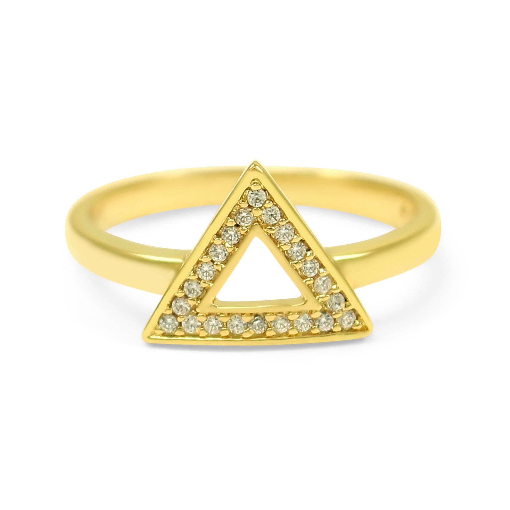 14k Gold Plated Triangle Delta Ring With Czs / Fashion Jewelry - Etsy