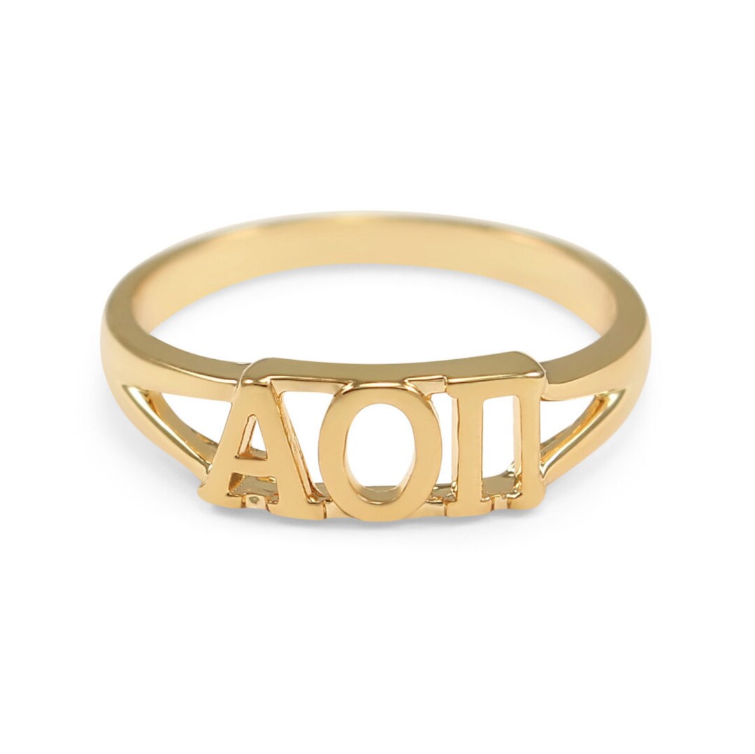 Alpha Omicron Pi Sunshine Gold Plated Ring // ΑΟΠ Sorority Jewelry ...