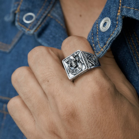 Tau Kappa Epsilon Sterling Silver Skull Ring // TKE Fraternity | Etsy