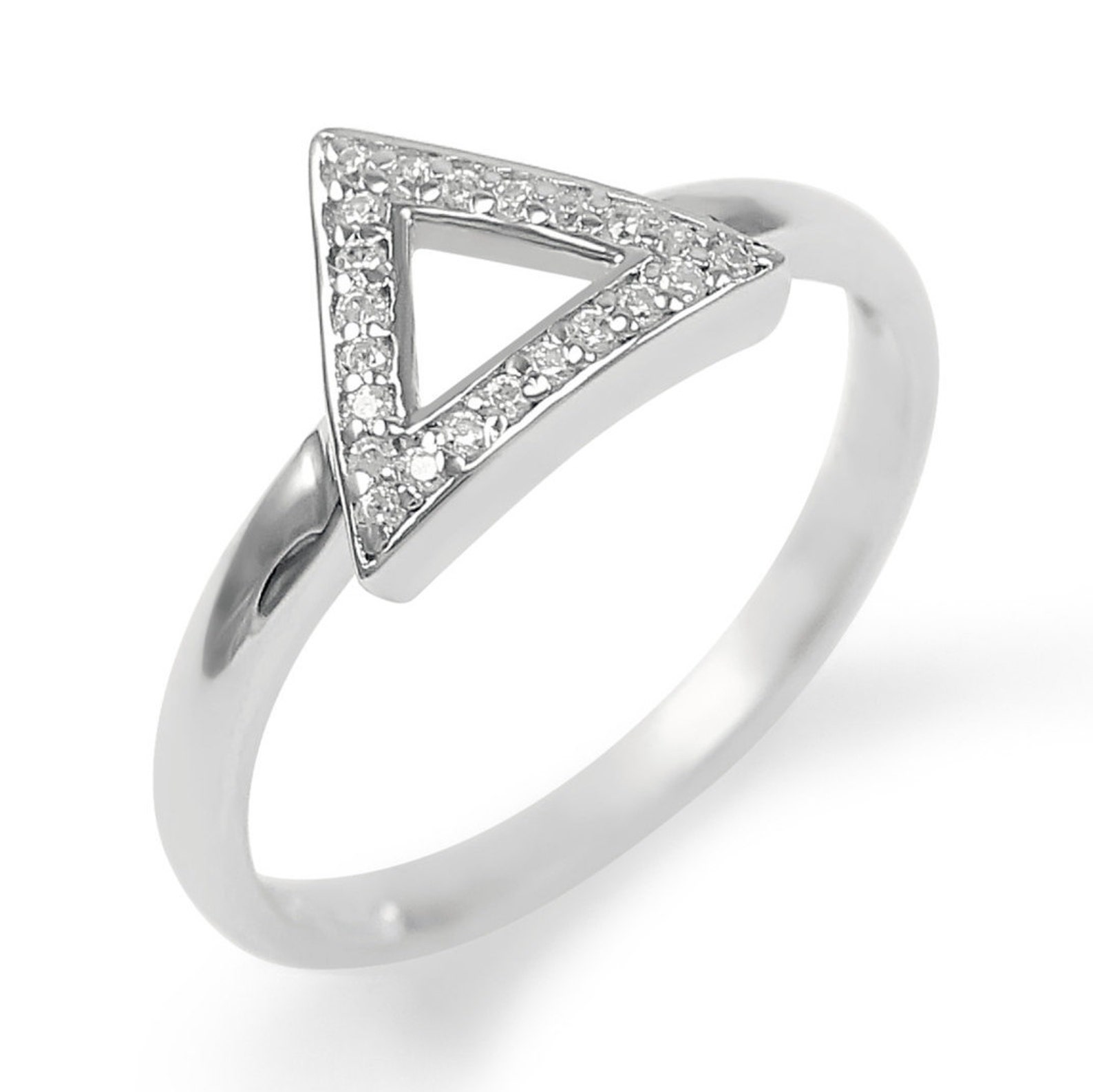Geometric Delta Triangle Ring With Czs // Delta Ring // - Etsy