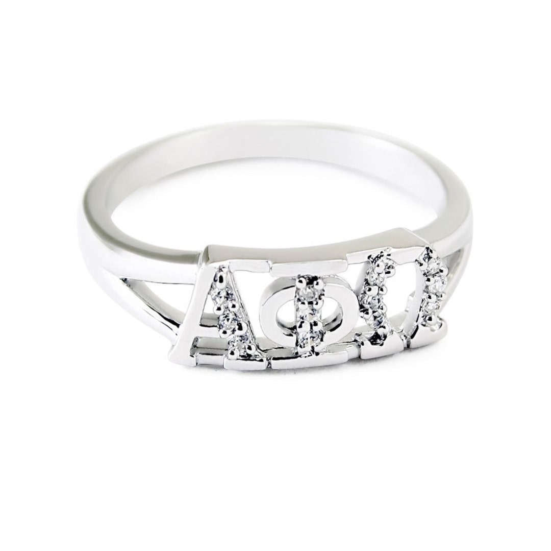 Alpha Phi Omega Sterling Silver Ring Set With Simulated Diamonds // ΑΦΩ ...