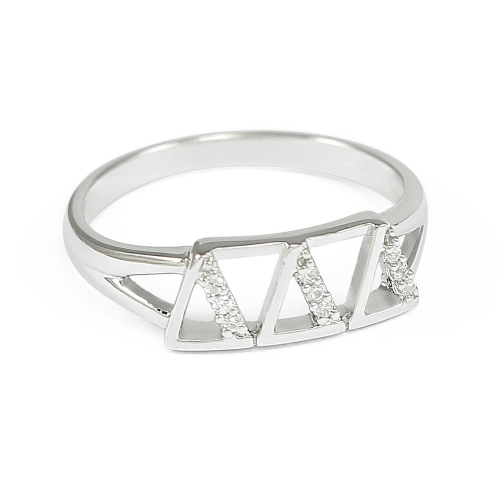 Delta Delta Delta Sterling Silver Ring Set With Simulated - Etsy