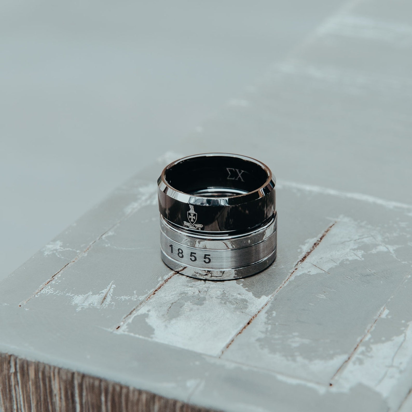 Sigma Chi Black Tungsten Fraternity Ring With Crest and Greek Letters ...