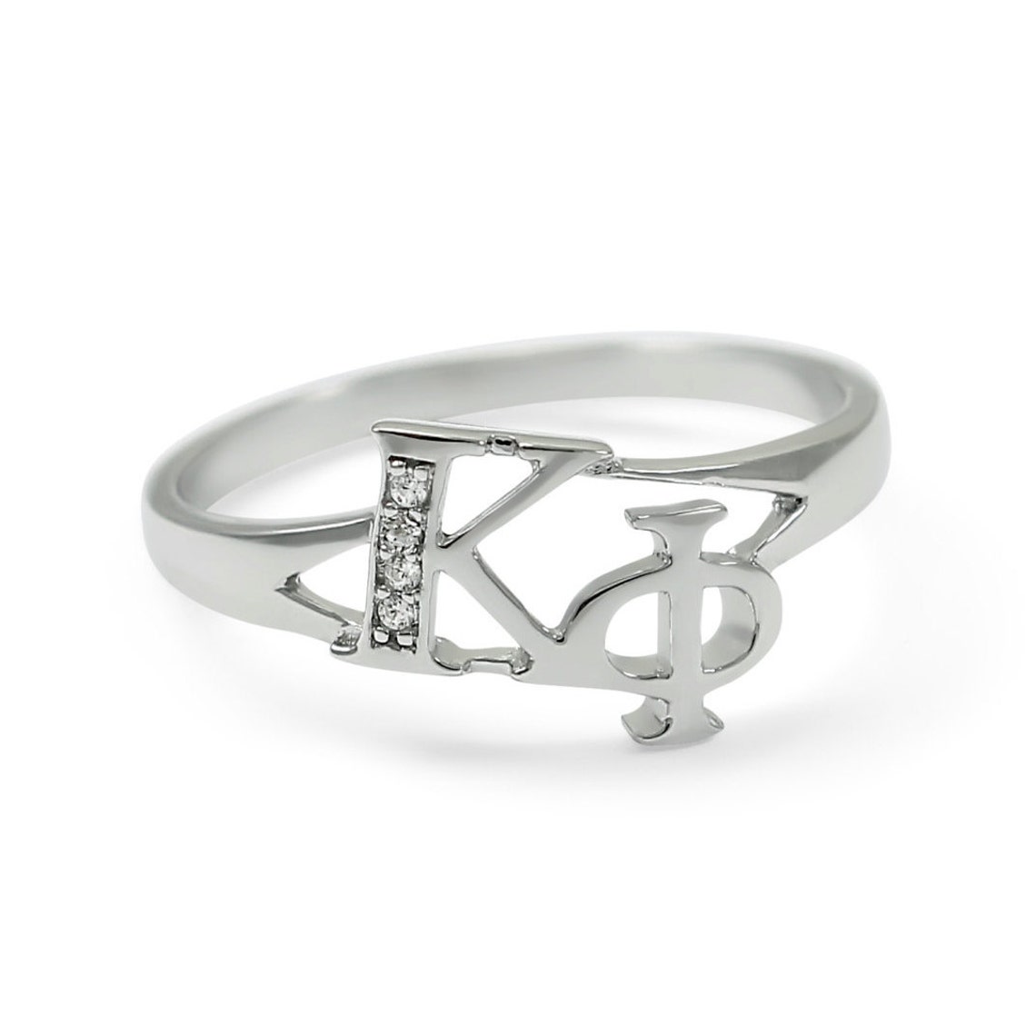 Kappa Phi Sterling Silver Diagonal Ring With Simulated | Etsy