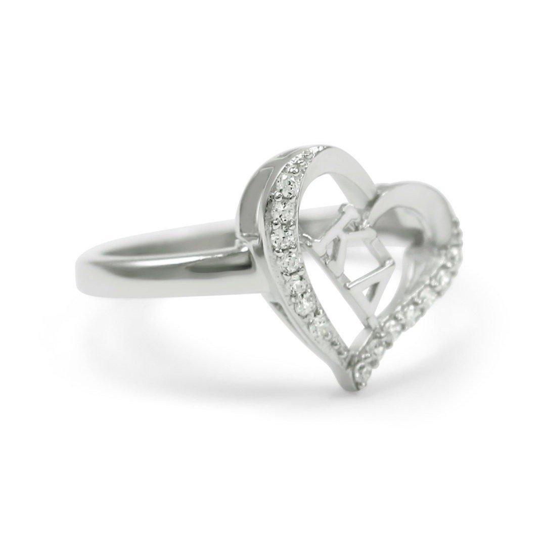 Kappa Delta Sterling Silver Heart Ring With Simulated Diamonds // ΚΔ ...