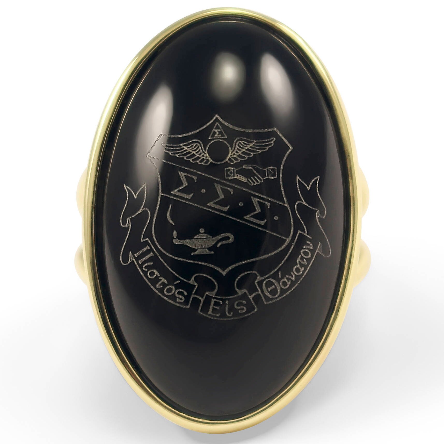 Sigma Sigma Sigma Duchess Ring / 14k Gold Plated Brass / Polished Black ...