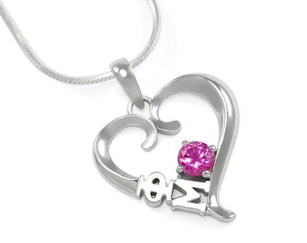 Phi Mu Sterling Silver Heart Pendant Set With a Swarovski | Etsy