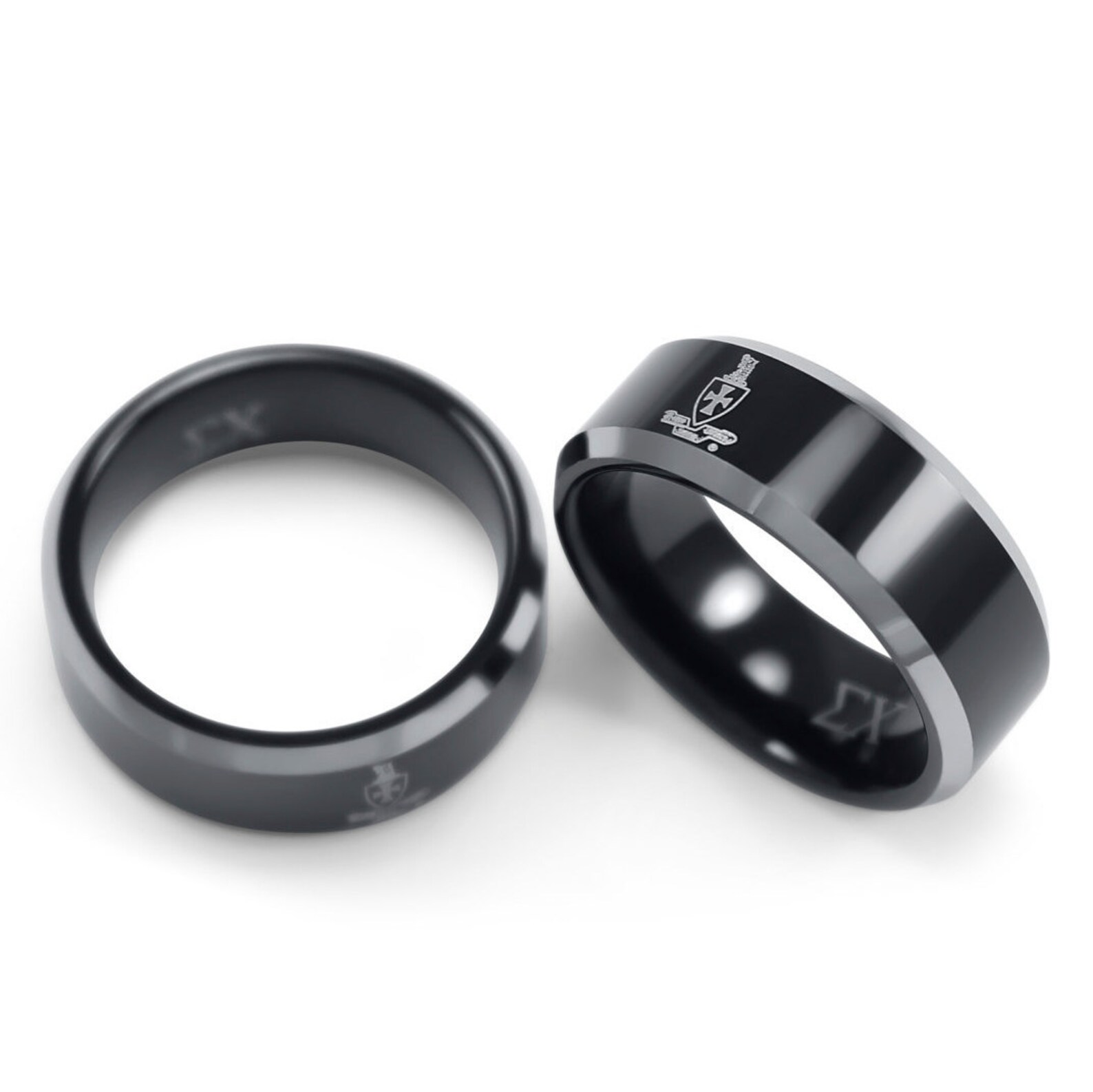 Sigma Chi Black Tungsten Fraternity Ring With Crest and Greek Letters ...