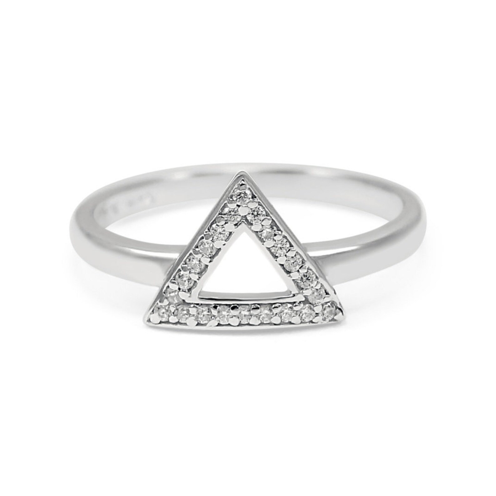 Geometric Delta Triangle Ring With Czs // Delta Ring // - Etsy