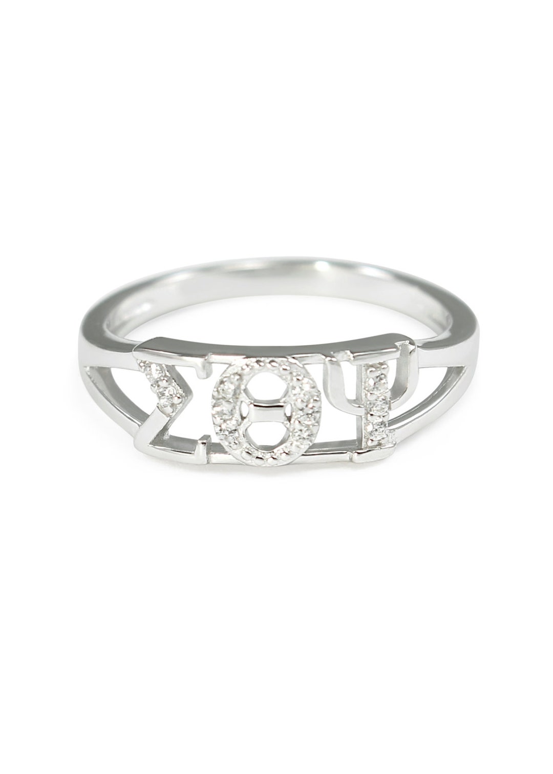 Sigma Theta Psi Sterling Silver Ring With Simulated Diamonds // ΣΘΨ ...