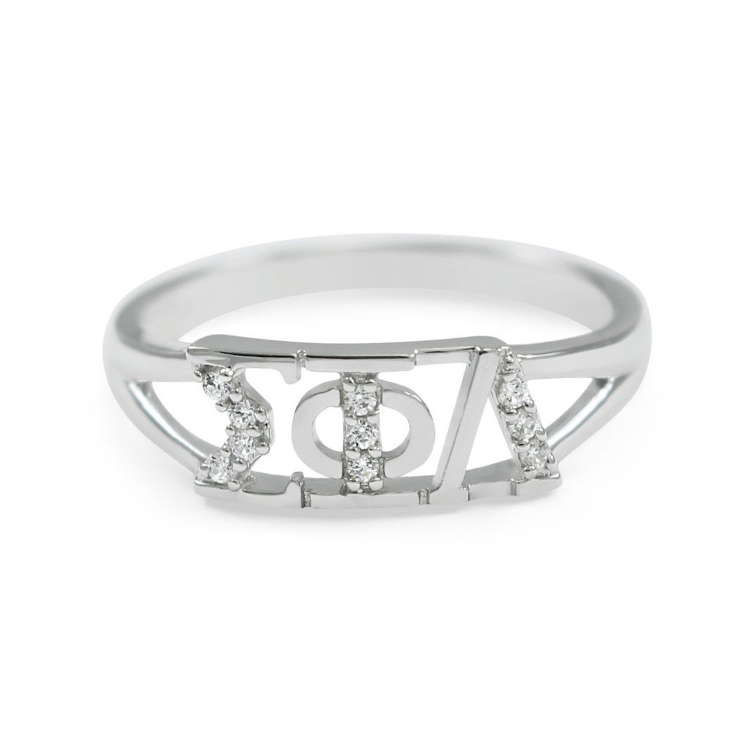 Sigma Phi Lambda Sterling Silver Ring With Simulated Diamonds // ΣΦΛ ...