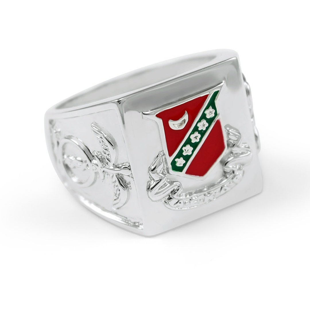 Kappa Sigma Sterling Silver Ring With Raised Crest and Red Enamel // ΚΣ ...