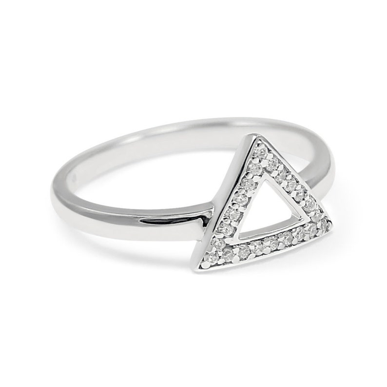 Geometric Delta Triangle Ring With Czs // Delta Ring // - Etsy