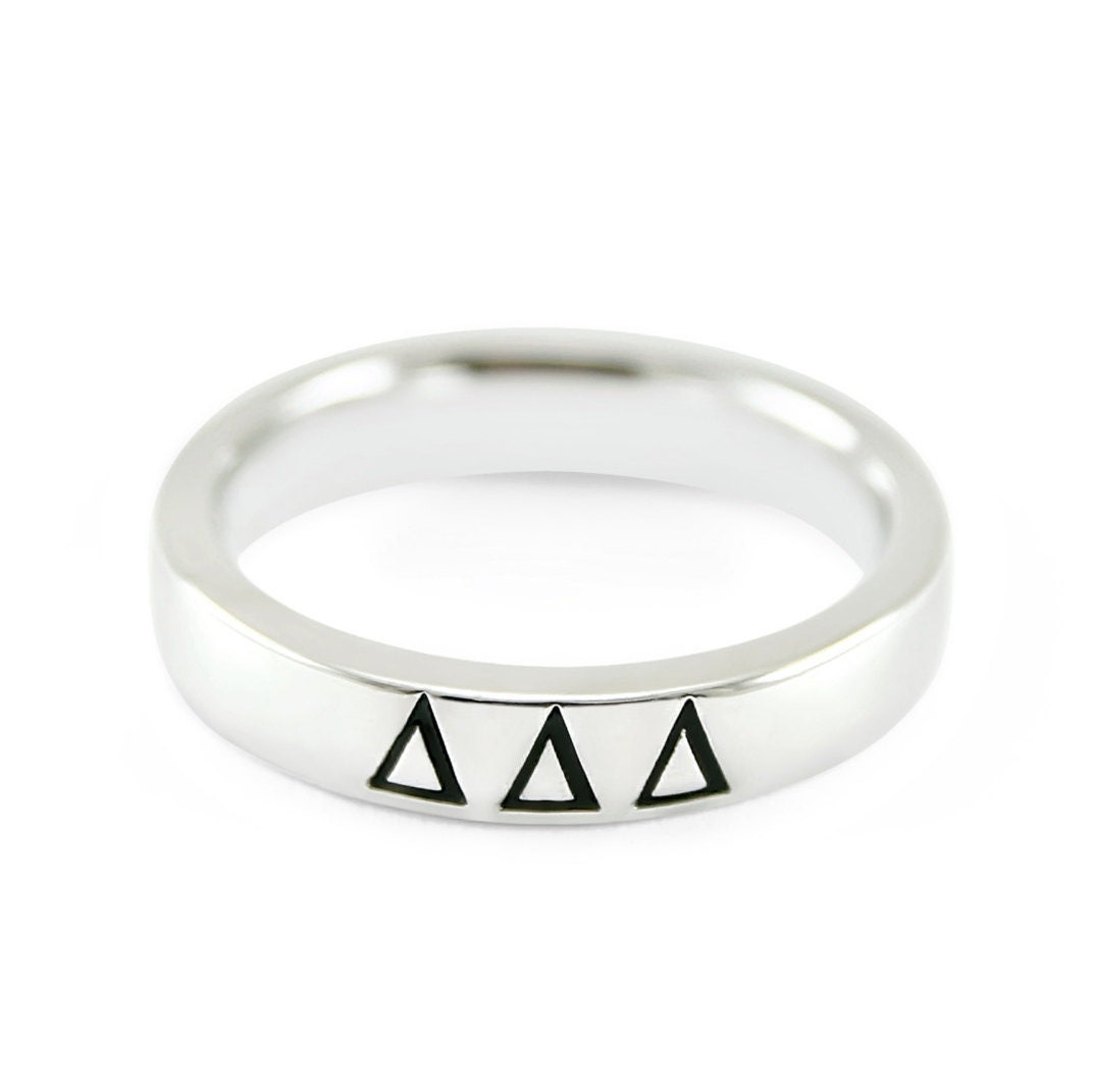 Delta Delta Delta Sterling Silver Skinny Band Ring With Black | Etsy