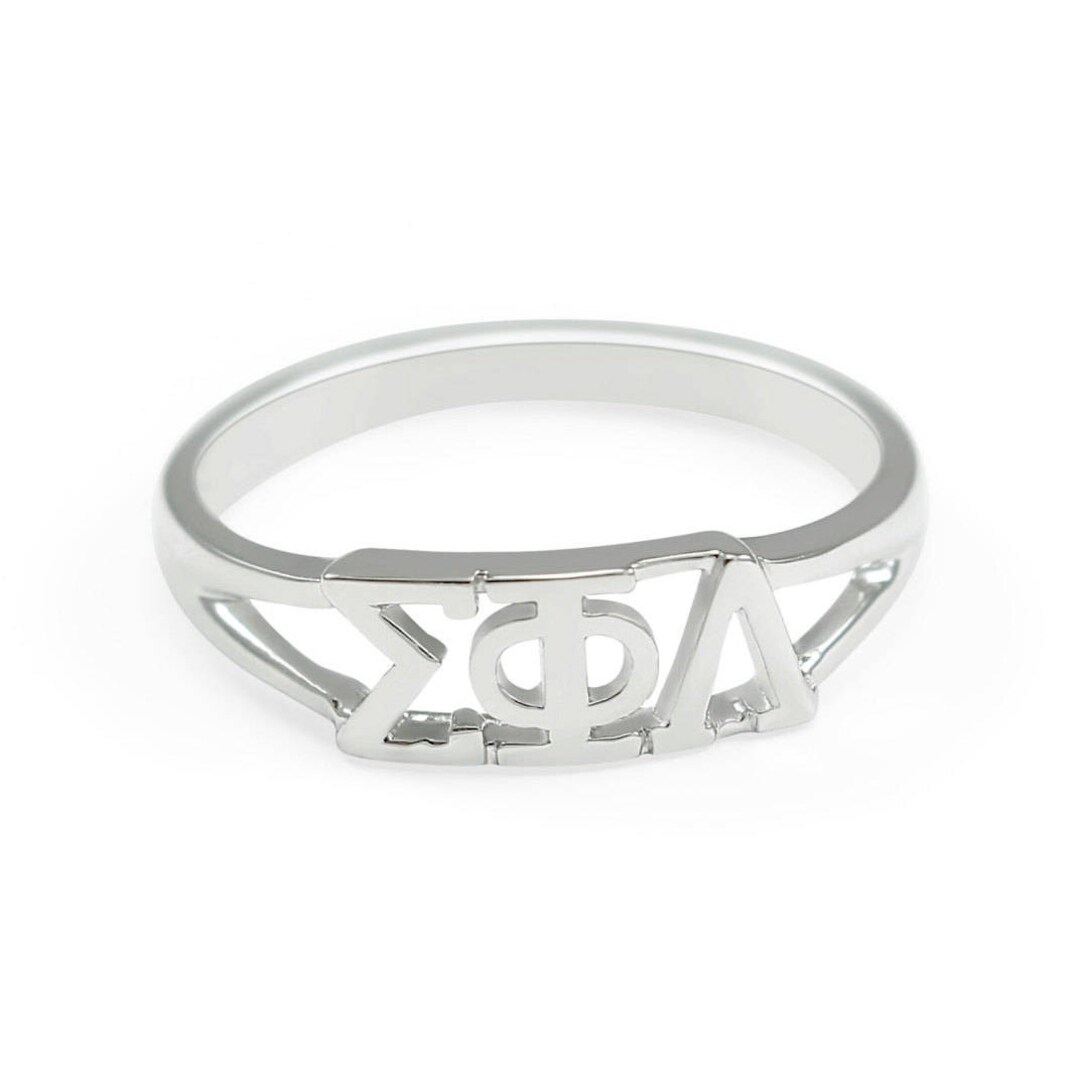 Sigma Phi Lambda Sterling Silver Ring // ΣΦΛ Sorority Jewelry // Sorority Gifts // Rings ...