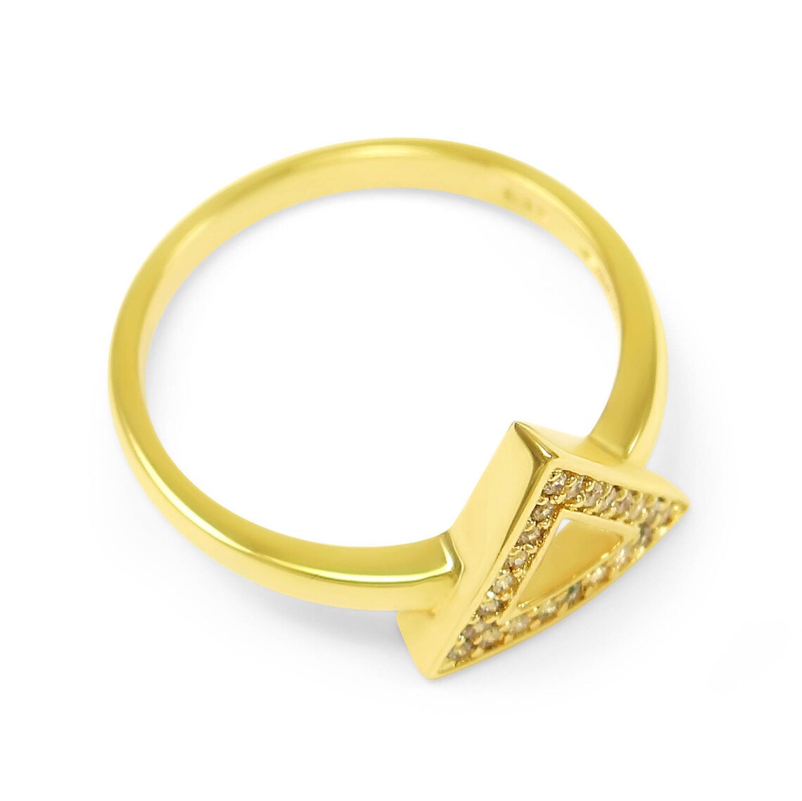 14k Gold Plated Triangle Delta Ring With Czs / Fashion Jewelry - Etsy