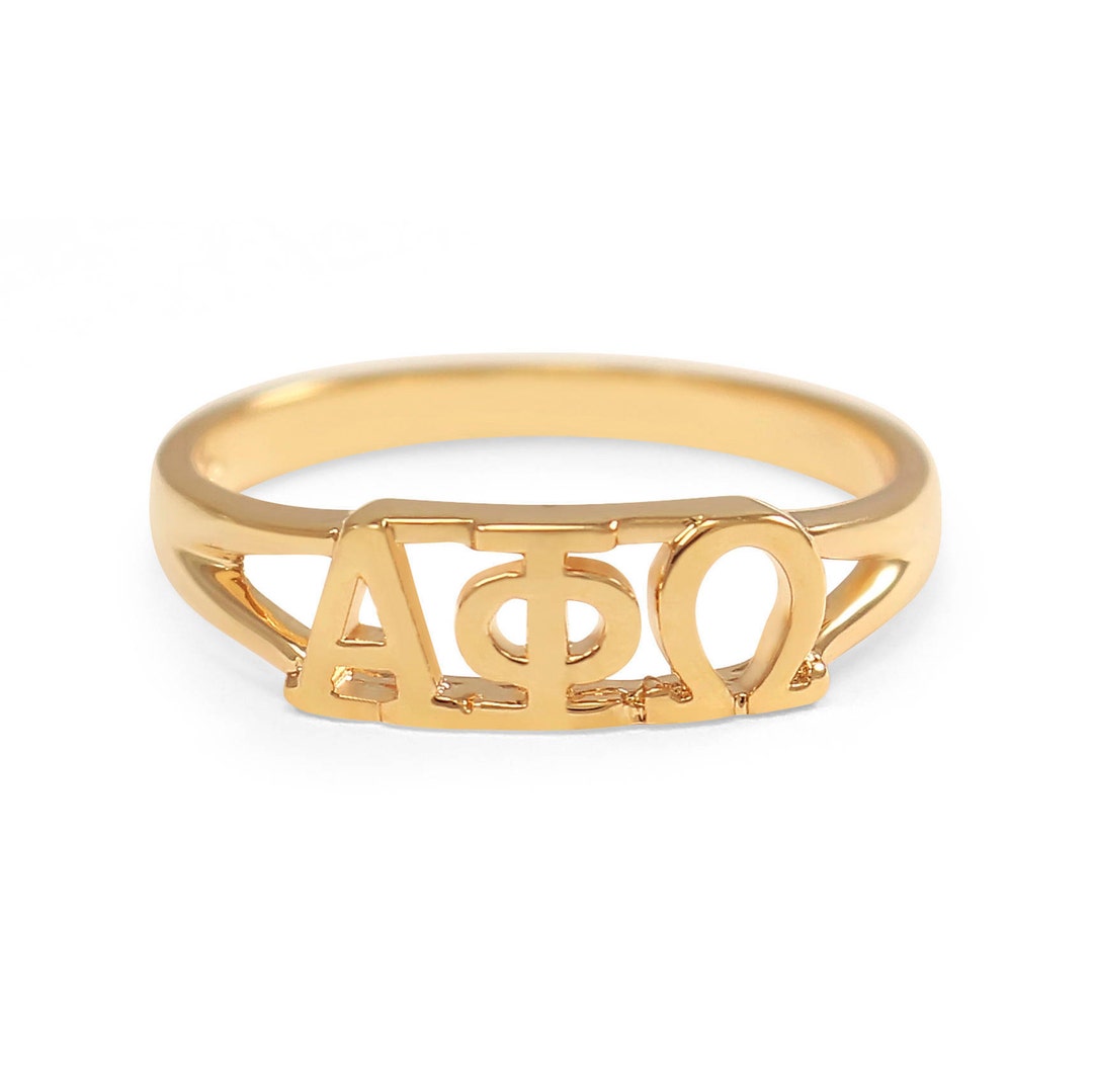 Alpha Phi Omega Sunshine 14k Anillo chapado en oro / ΑΦΩ Co Ed ...