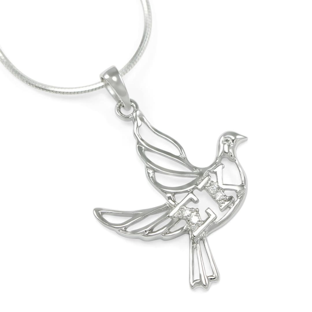 Sigma Kappa Sterling Silver Dove Pendant With Greek Letters and ...