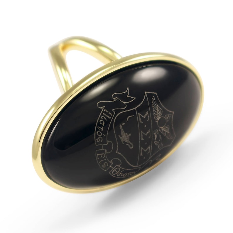 Sigma Sigma Sigma Duchess Ring / 14k Gold Plated Brass / Polished Black ...