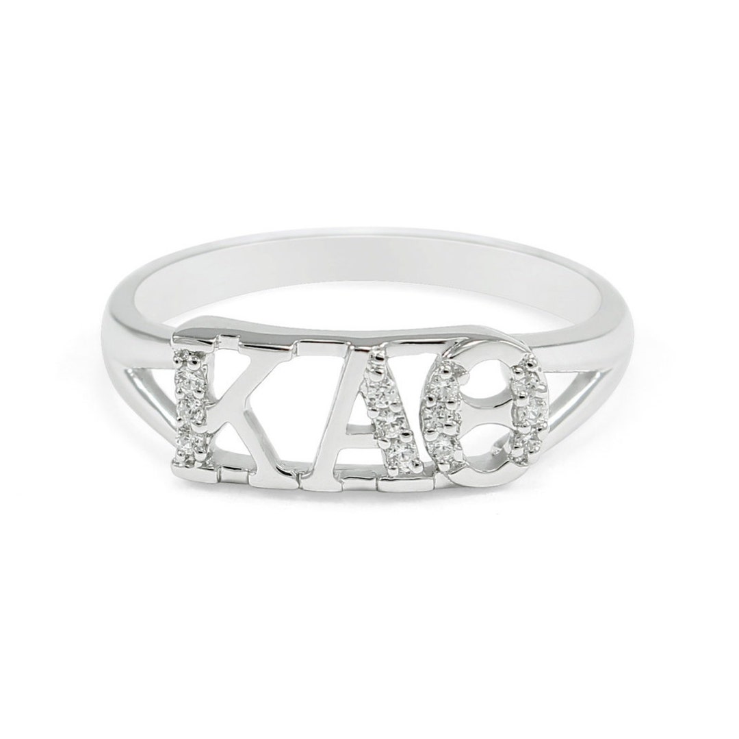 Kappa Alpha Theta Sterling Silver Ring, Set With Simulated Diamonds ...
