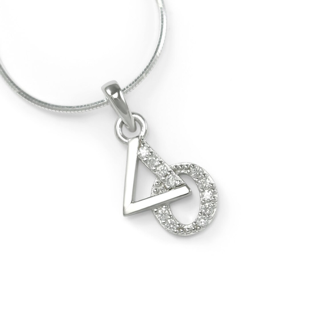 Delta Omicron Sterling Silver Diagonal Lavaliere Set With Simulated ...