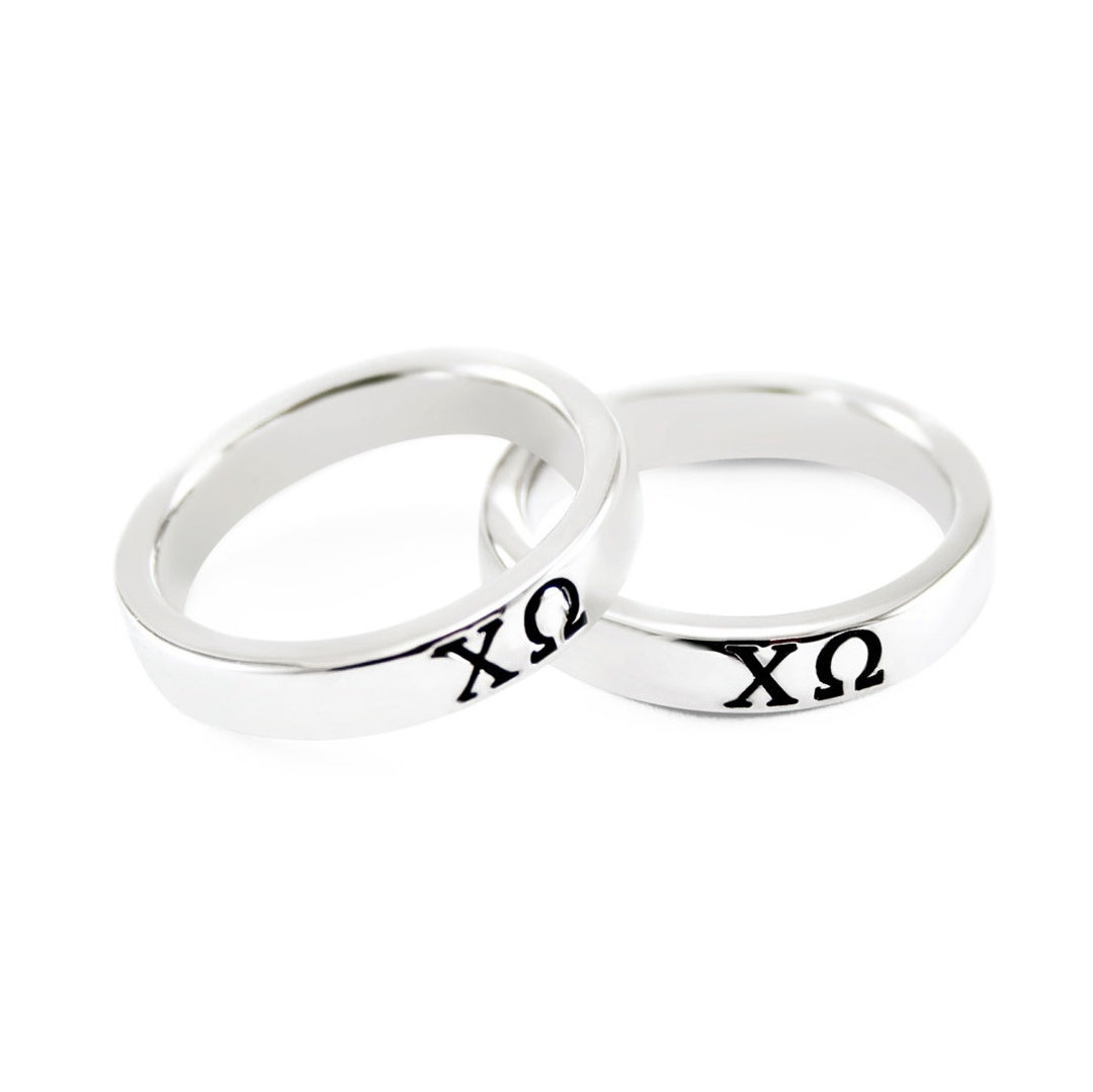 Chi Omega Sterling Silver Ring With Black Enamel // Chi Omega Sorority ...