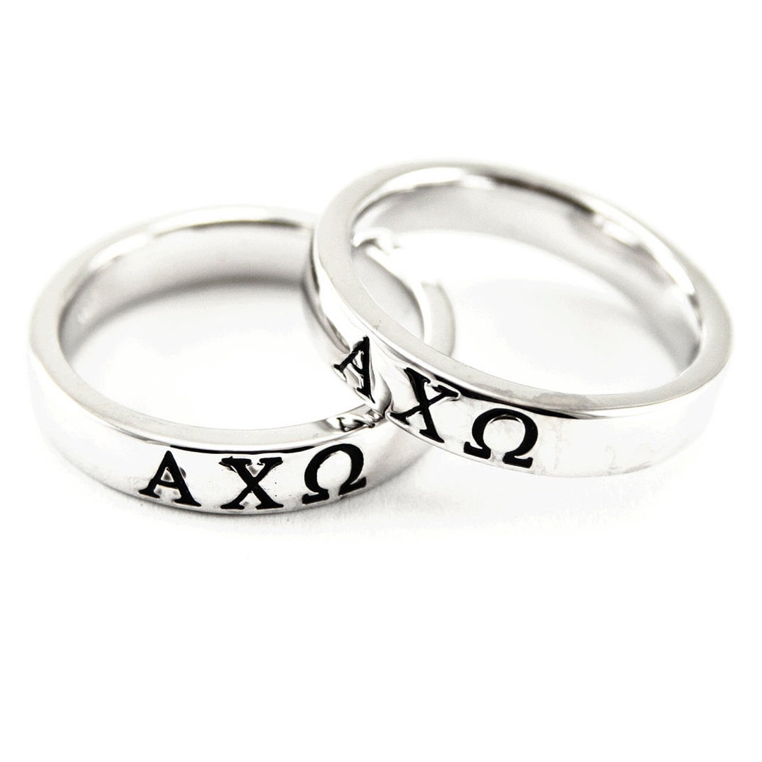 Alpha Chi Omega Sterling Silver Ring With Black Enamel// Sorority Rings ...