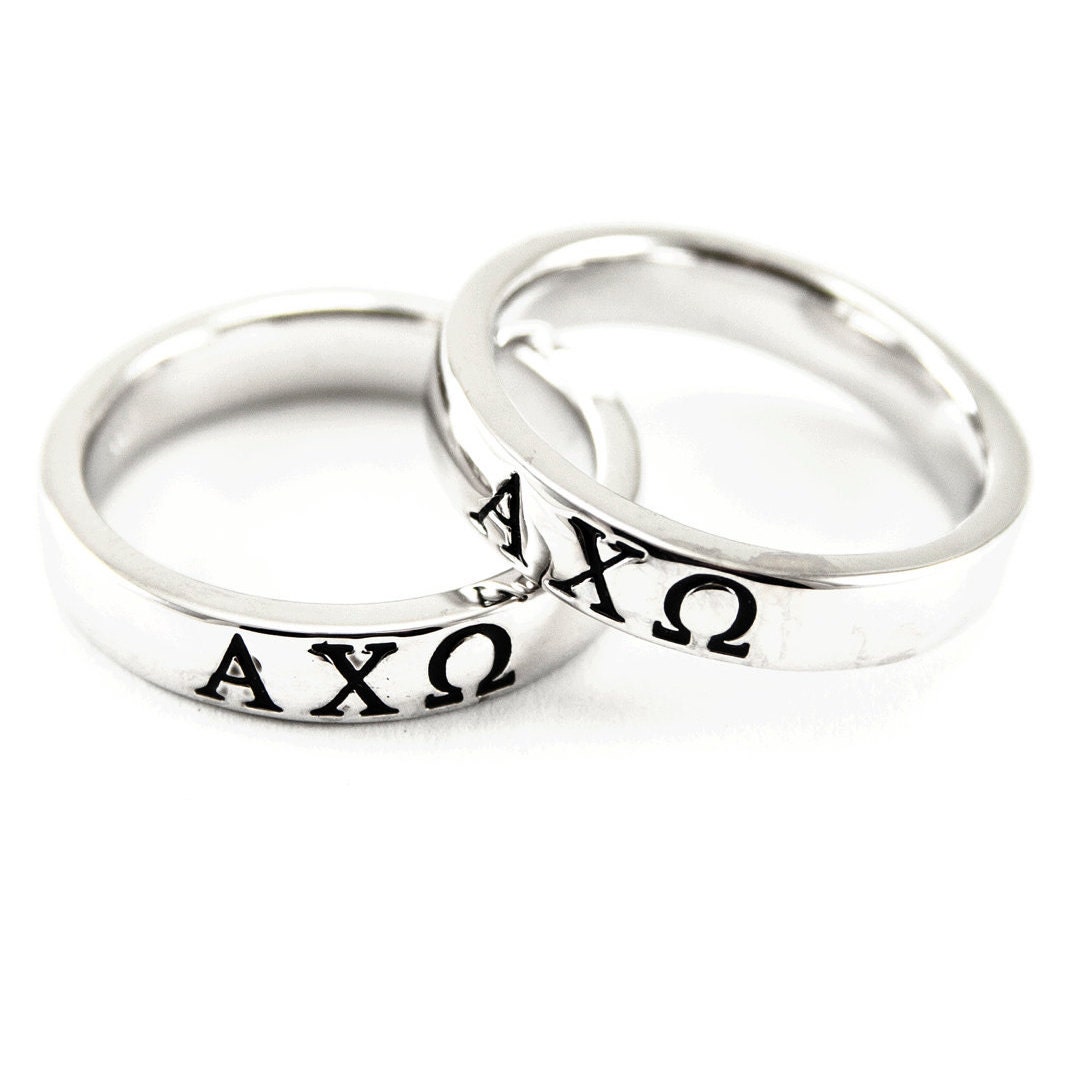 Alpha Chi Omega Sterling Silver Ring With Black Enamel// - Etsy