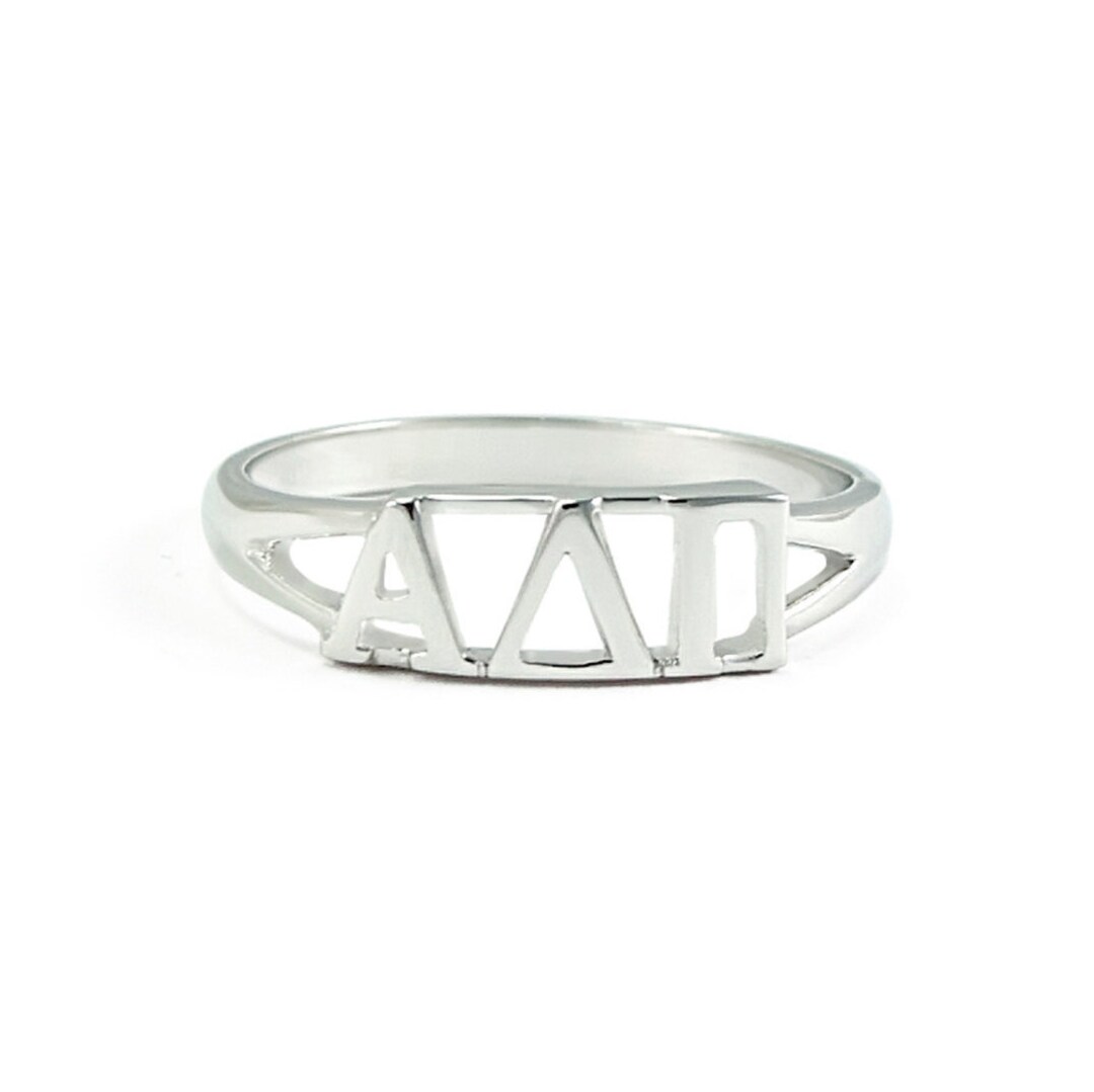 Alpha Delta Pi Sterling Silver Ring With Cut-out Greek Letters // ΑΔΠ ...
