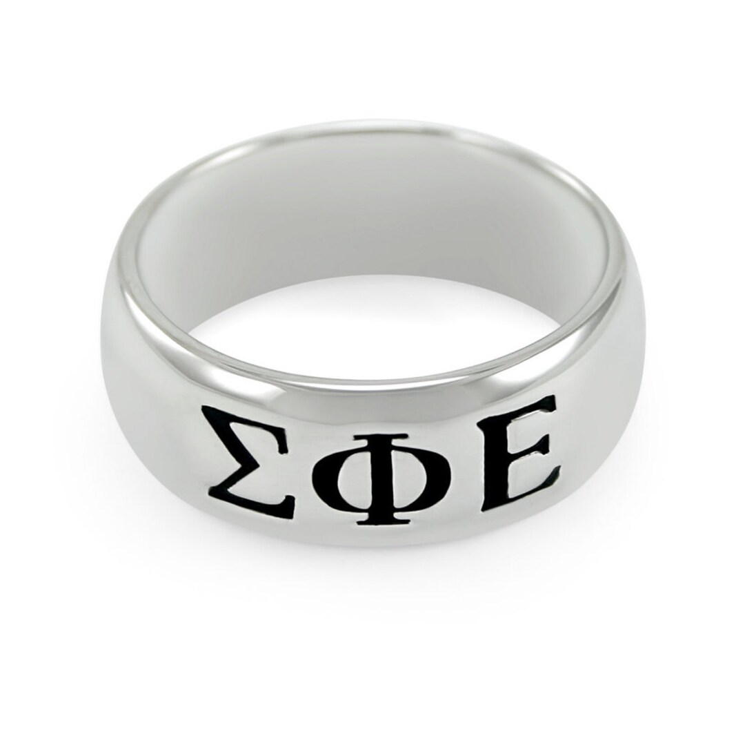 Sigma Phi Epsilon Sterling Silver Wide Band Ring // ΣΦΕ Fraternity Ring ...
